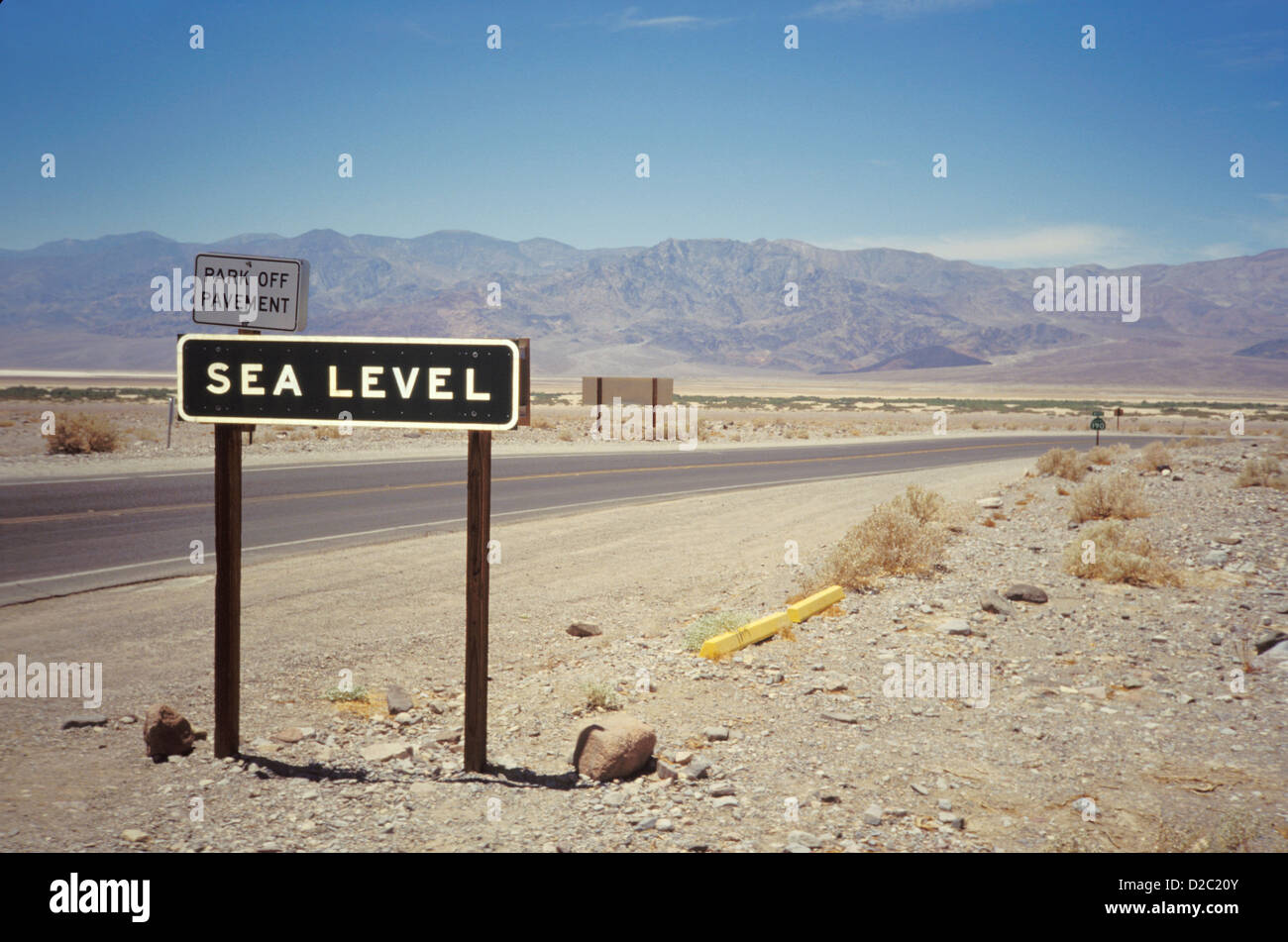 California. Death Valley National Park. Sea Level Sign Stock Photo - Alamy