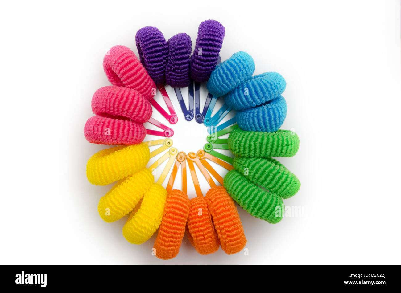 rubber bands and hair clips in various colors Stock Photo - Alamy