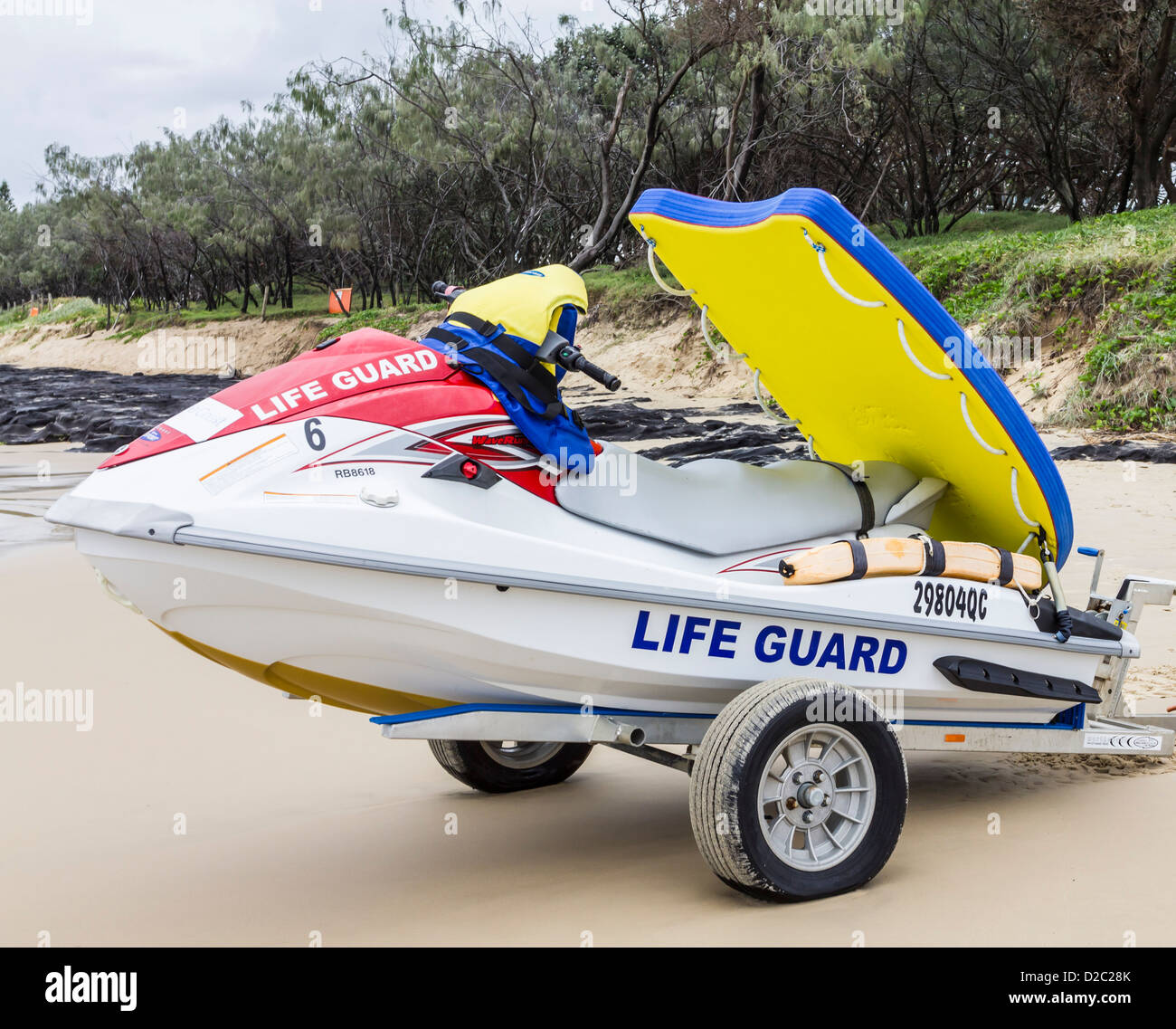 Lifeguard rescue vessel at Maroochydore Surf Life Saving Club, Sunshine ...
