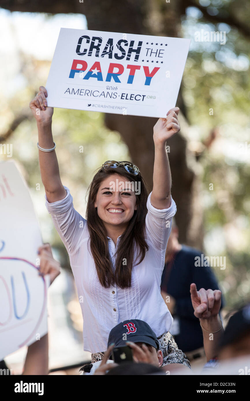 Students hold signs supporting Comedian Stephen Colbert during a rally ...