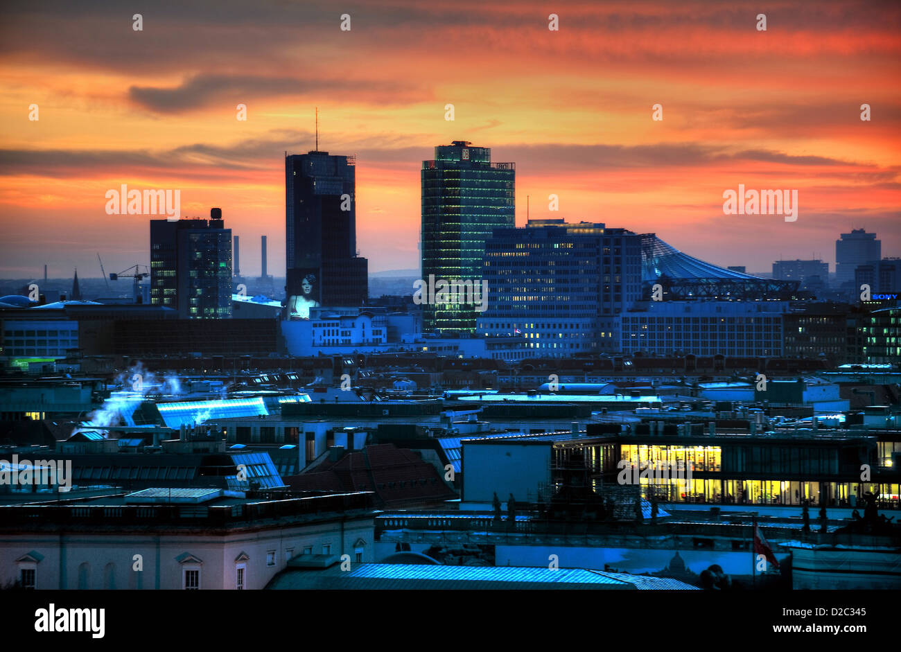 Berlin, Germany, sunset over the Potsdamer Platz Stock Photo - Alamy