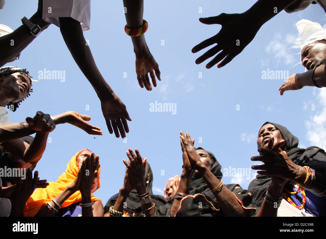 Loyangaleni, Kenya - 19 May 2012: Gabra women clap their hands during a ...