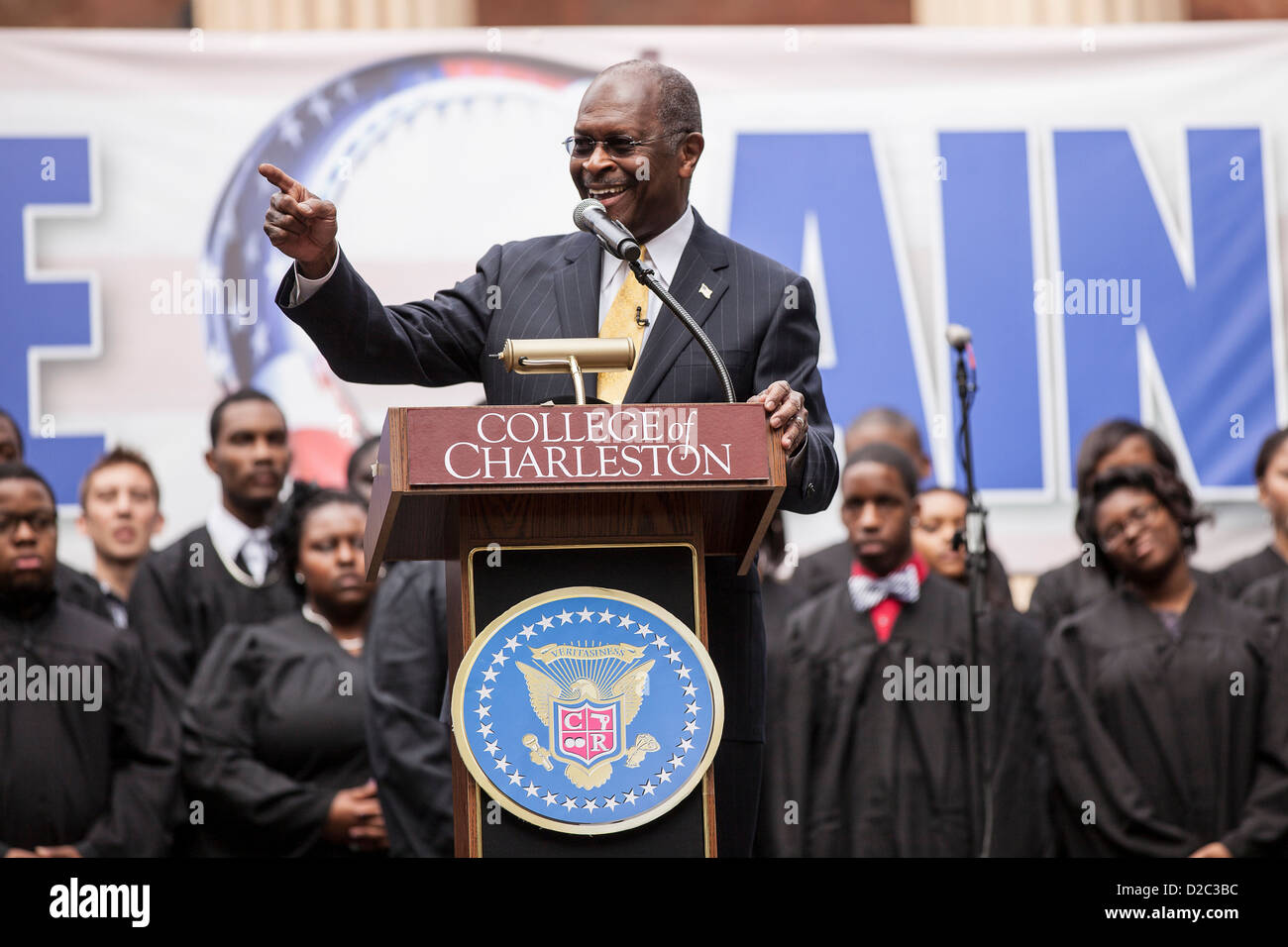 Former Republican presidential candidate Herman Cain during a rally ...