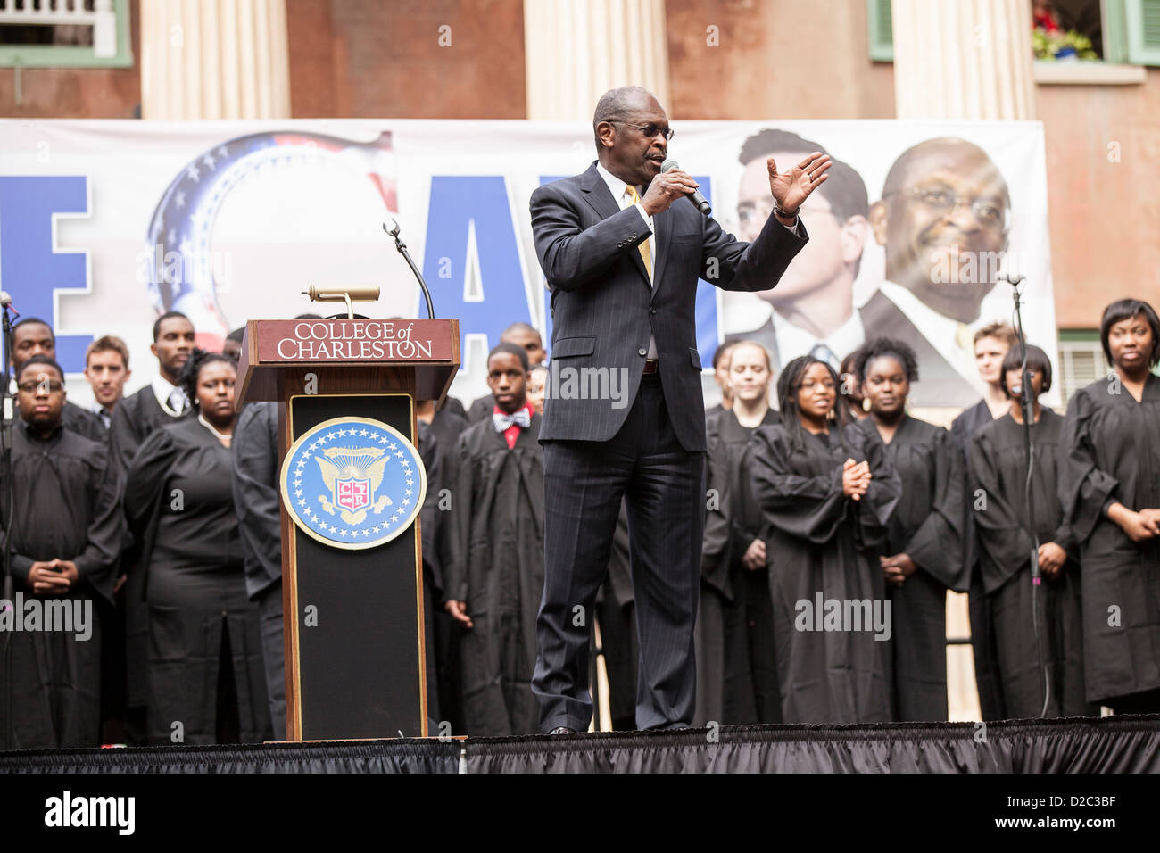 Former Republican presidential candidate Herman Cain during a rally ...