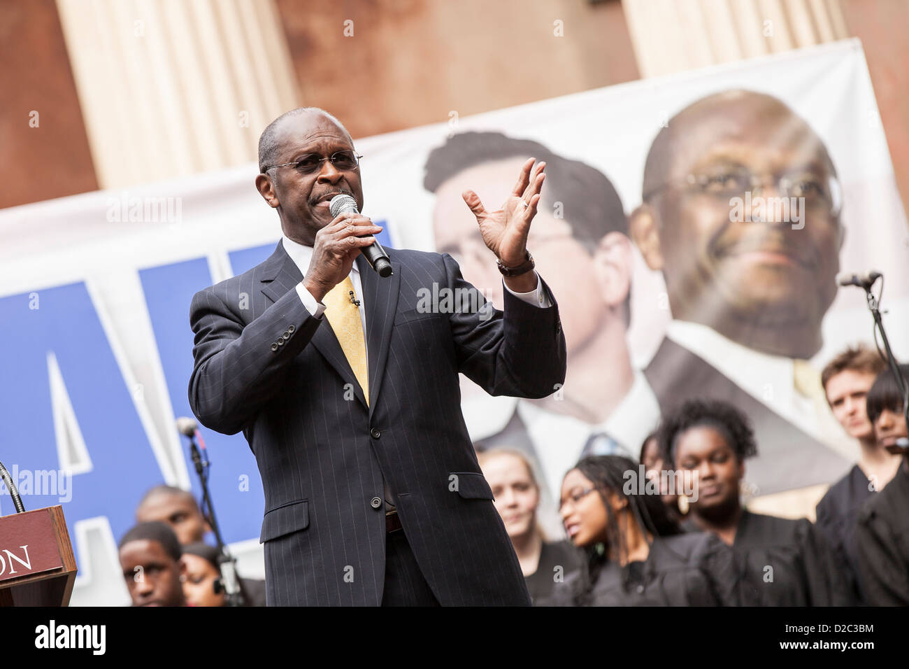 Former Republican presidential candidate Herman Cain during a rally ...