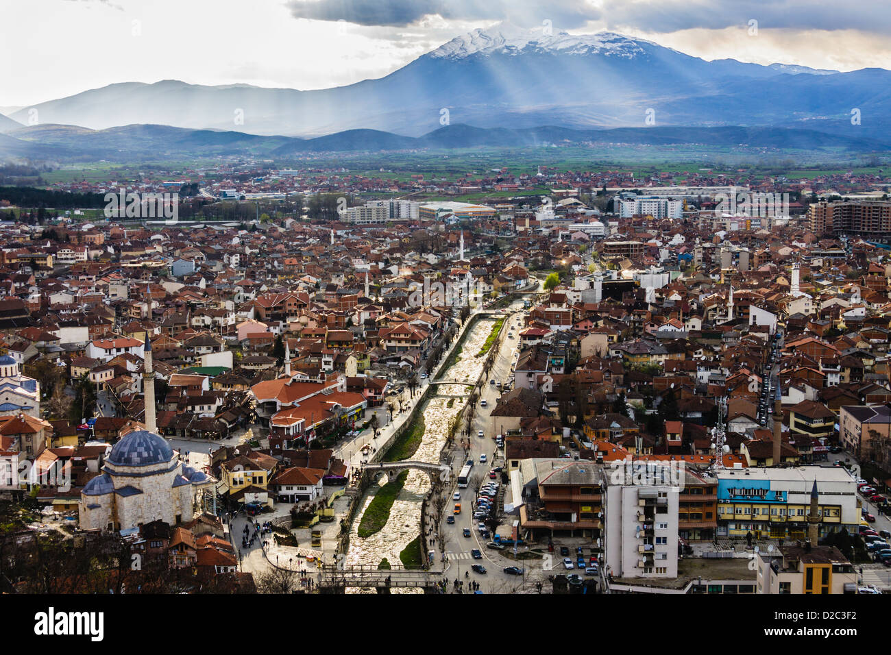 Prizren overview from the castle with Sar Mountains in background ...