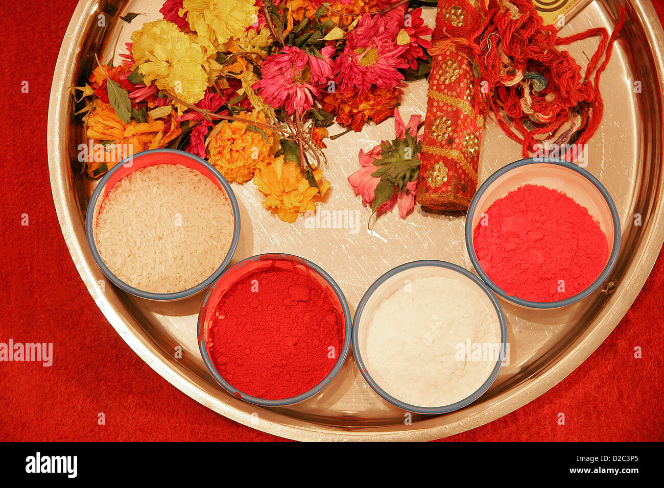 Flowers, Nadachadi, Kanku, Abil, Gulal And Chokha Required For A Sacred ...