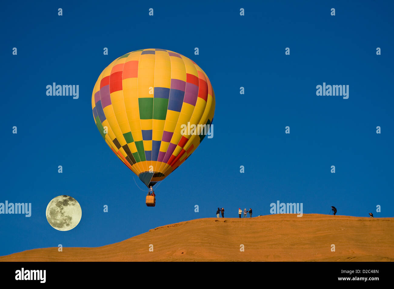 Hot Air Balloon With Full Moon Stock Photo - Alamy