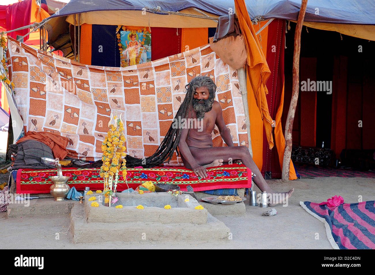 Indian Naga Priest Sadhu With Long Hair Jatas Stock Photo - Alamy
