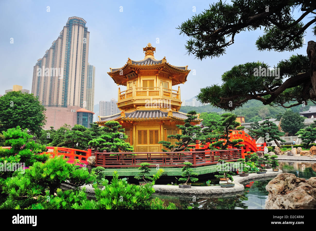 Pagoda style Chinese architecture in garden in Hong Kong Stock Photo ...