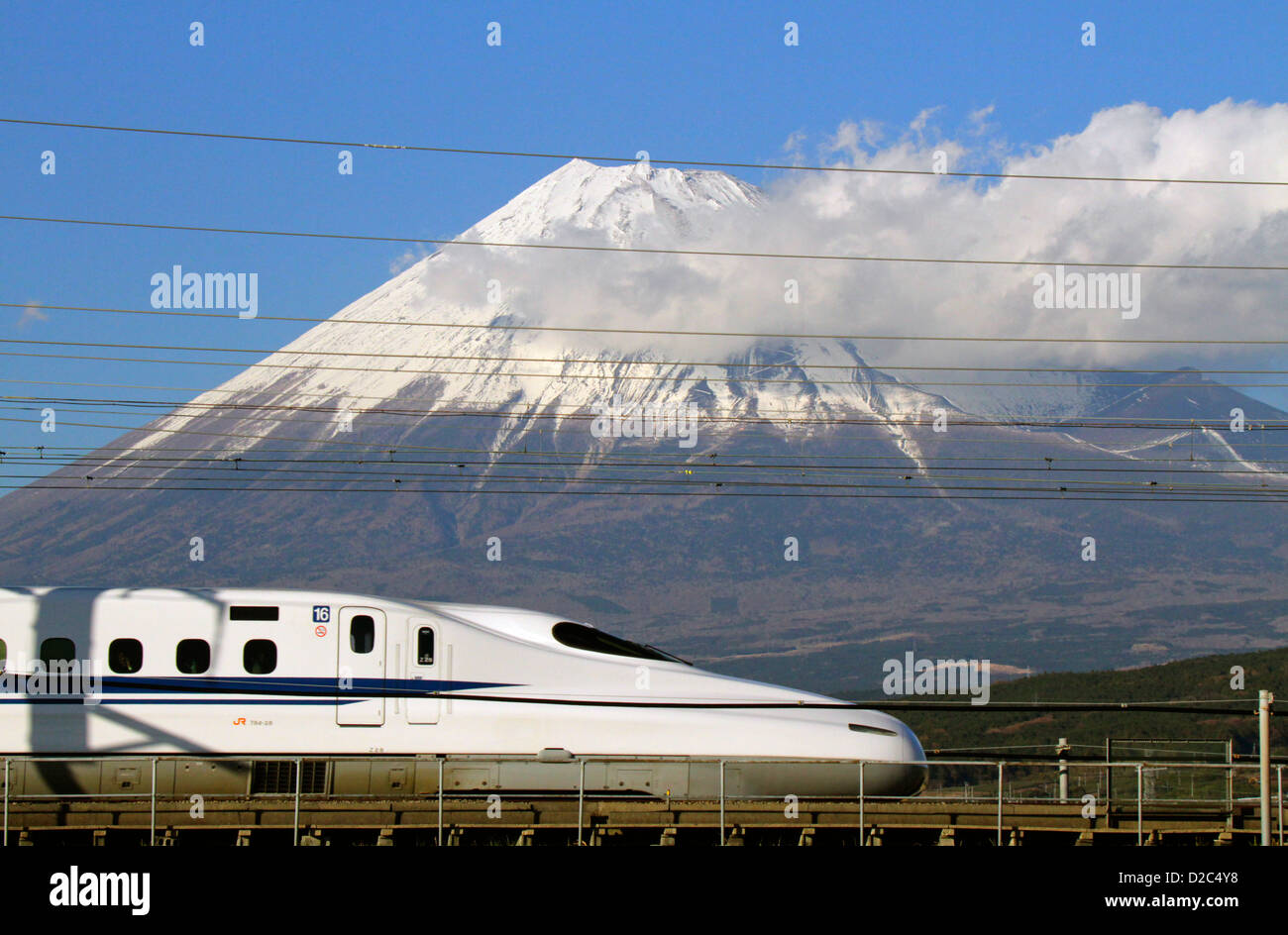 Mount Fuji and Tokaido Shinkansen series N700 Shizuoka Japan Stock Photo - Alamy