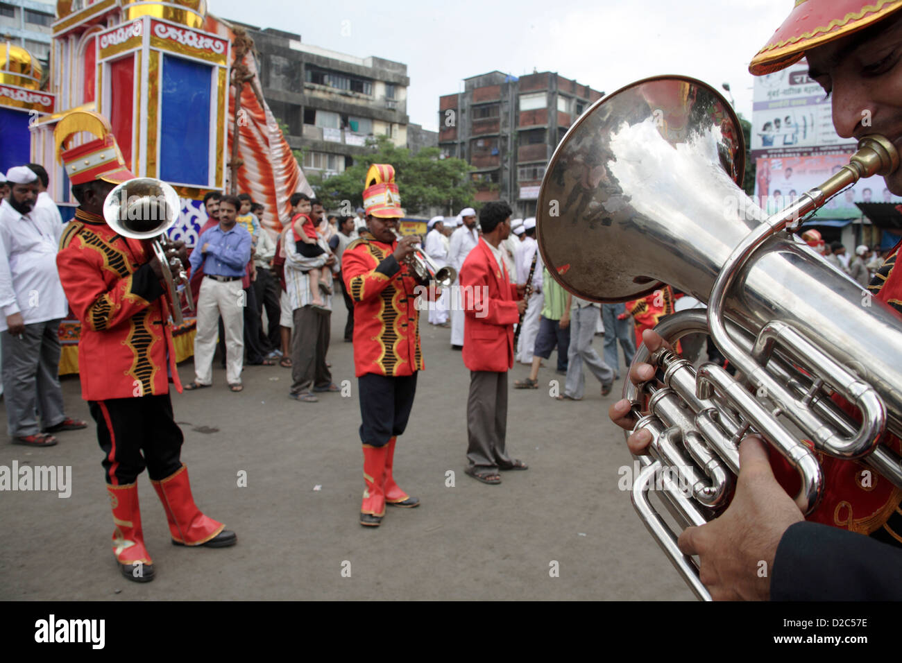 Musician Playing Euphonium In A Band, During A Religious Procession In ...