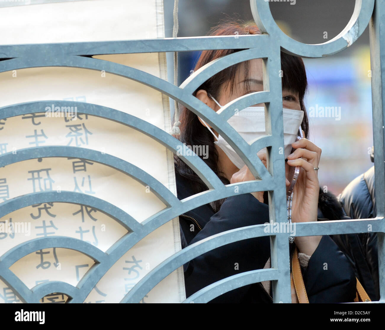 January 19, 2013, Tokyo, Japan - Outside the front gate of the Hongo ...