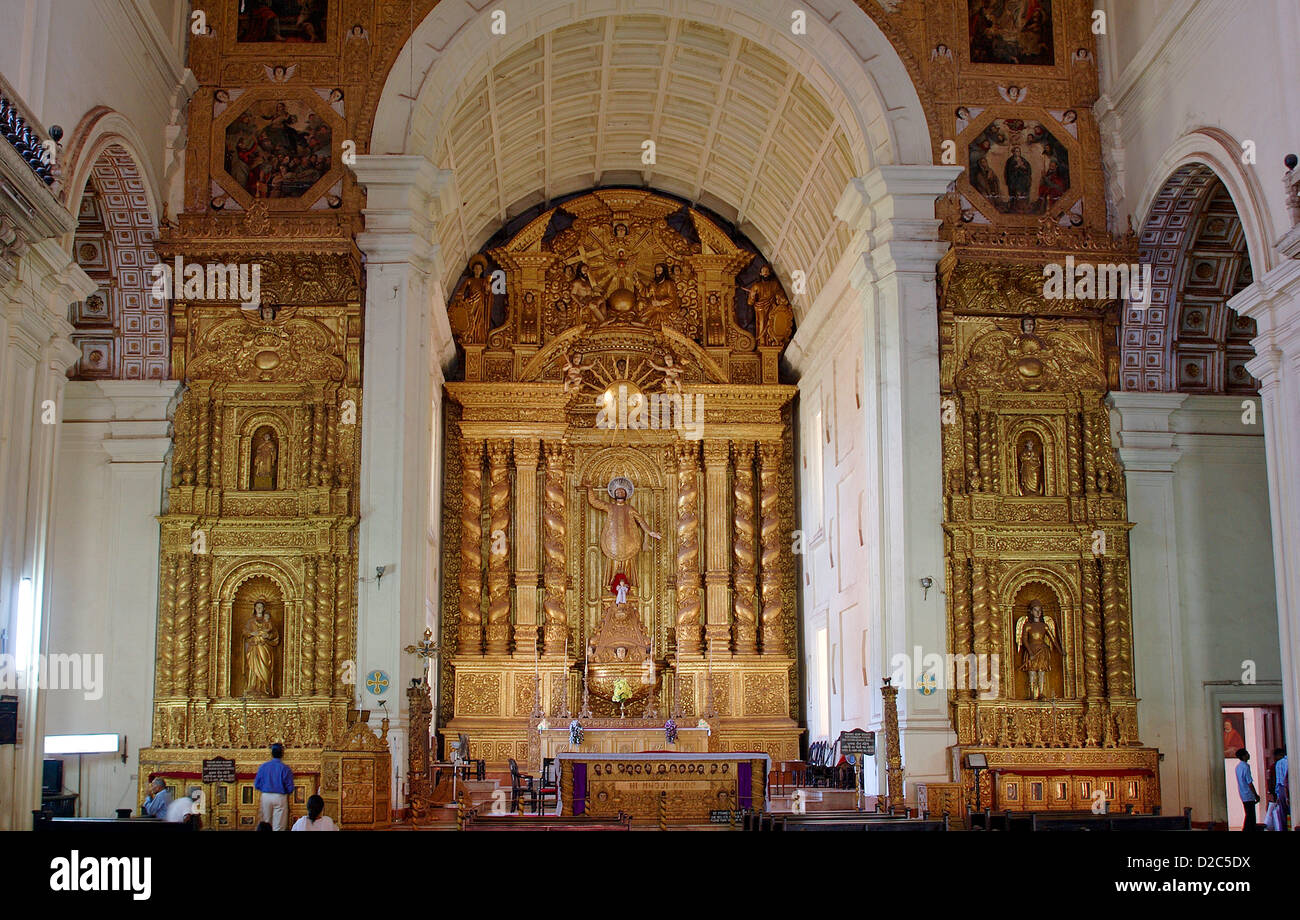 Church From Inside, Altar. Bom Jesus Basilica, Old Goa, India Stock ...