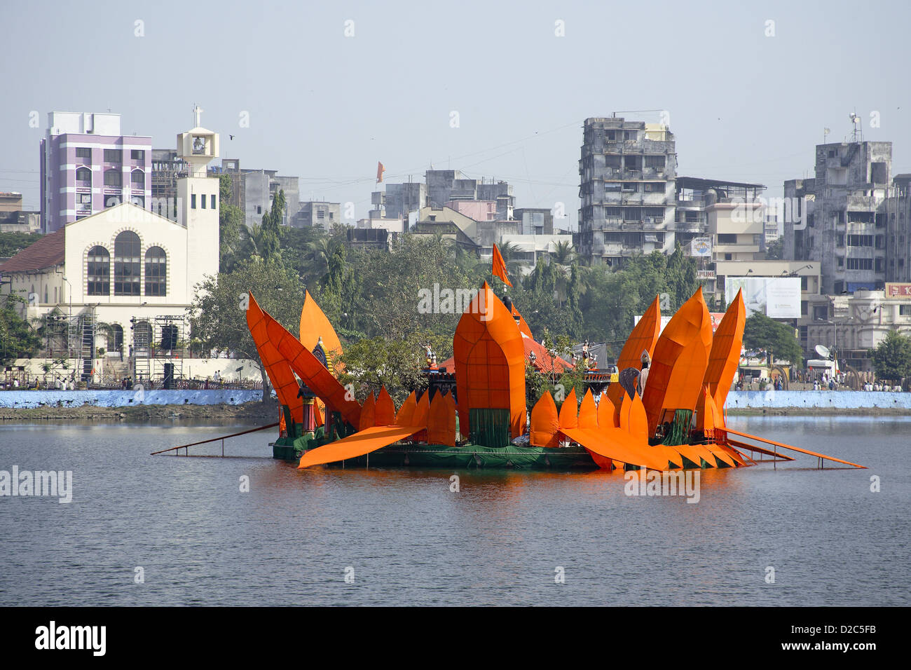 Man Made Orange Lotus Surrounding Mahadev Mandir In Masunda Lake Saint ...