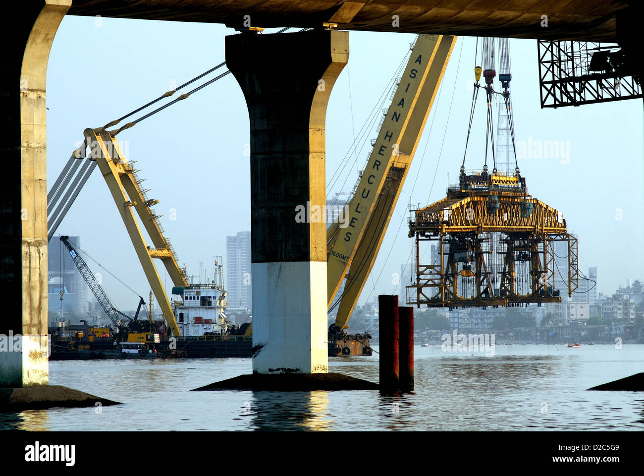 Asian Hercules Crane Carrying Load. Mahim Creek, Bandra, Bombay Mumbai ...