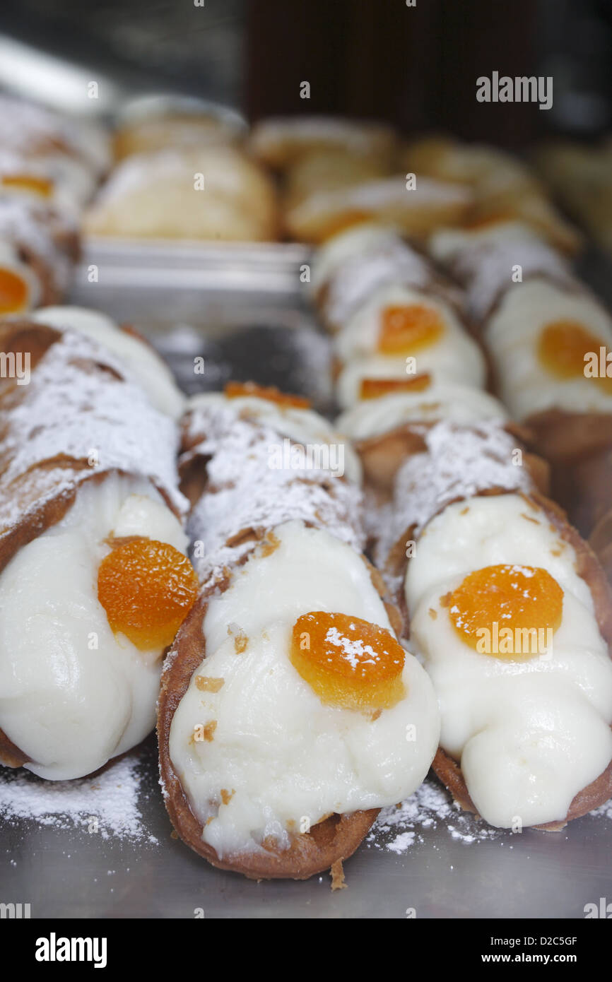 Cannoli on display, Sicily, Italy Stock Photo - Alamy