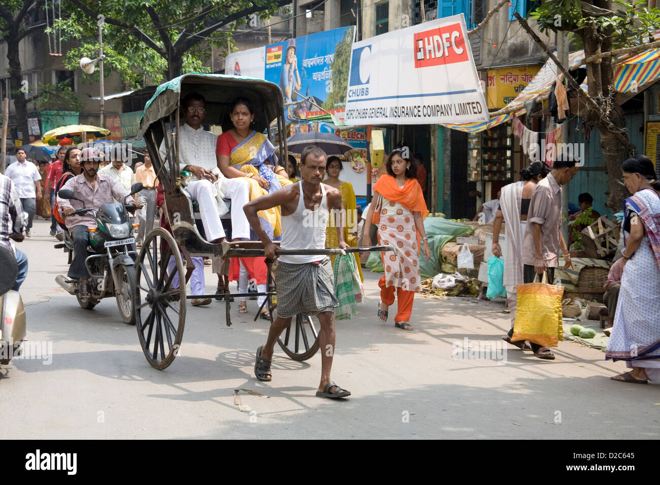 Man Pulling The Rickshaw, Calcutta Kolkata, West Bengal, India Stock ...