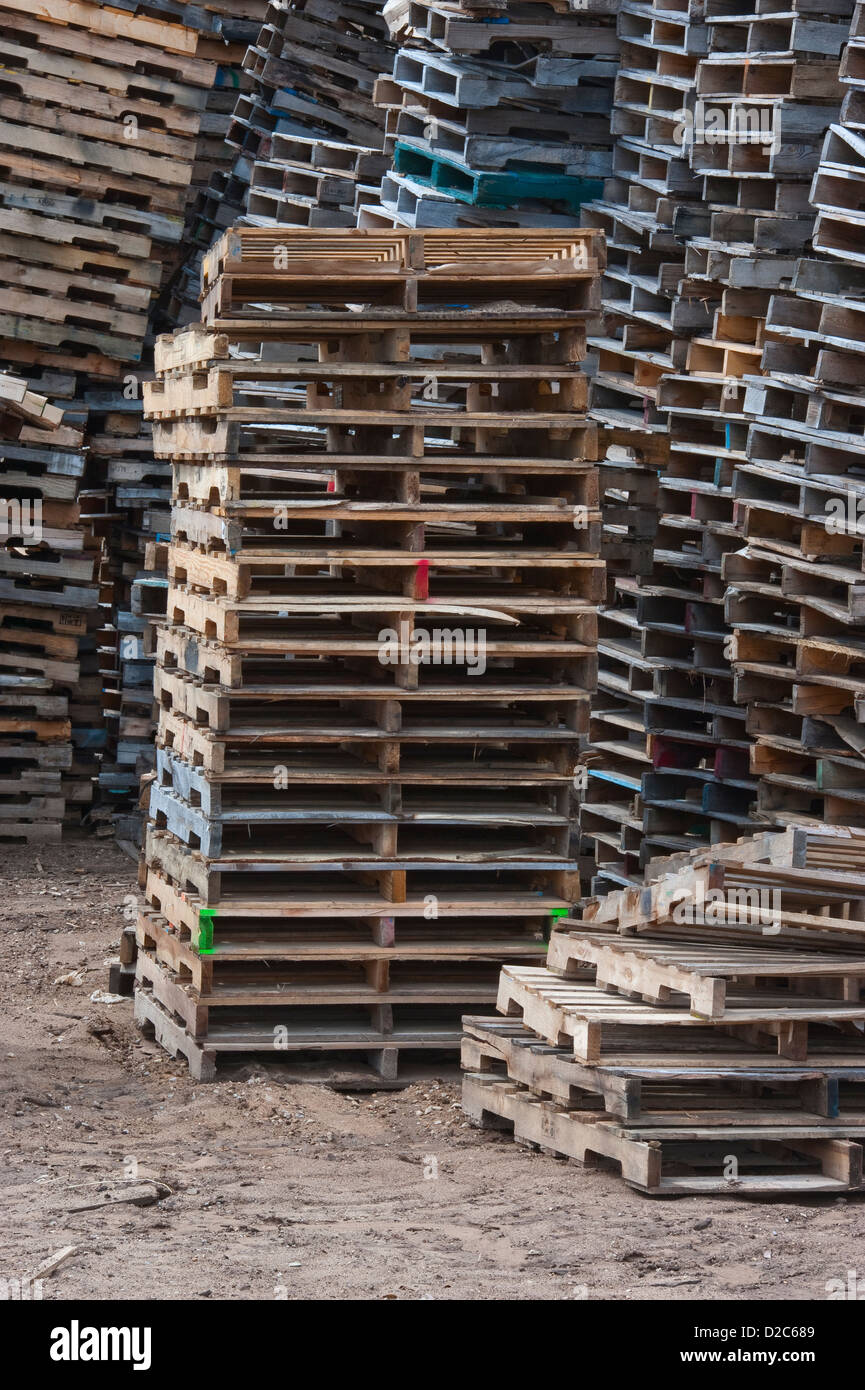 Stacks of pallets at pallet recyling business in Michigan, USA Stock ...