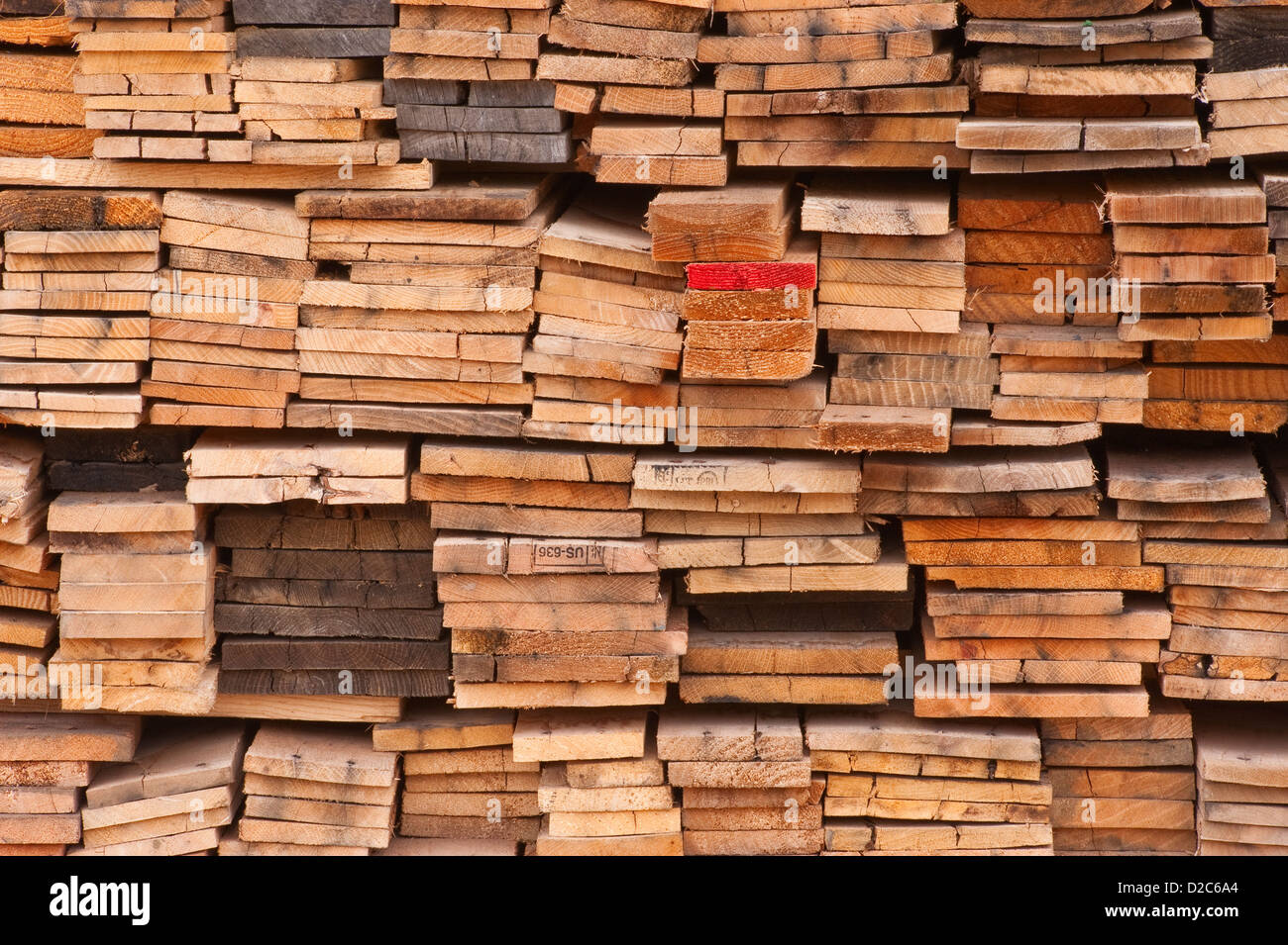 Stacked boards at recycling business, Michigan, USA Stock Photo - Alamy