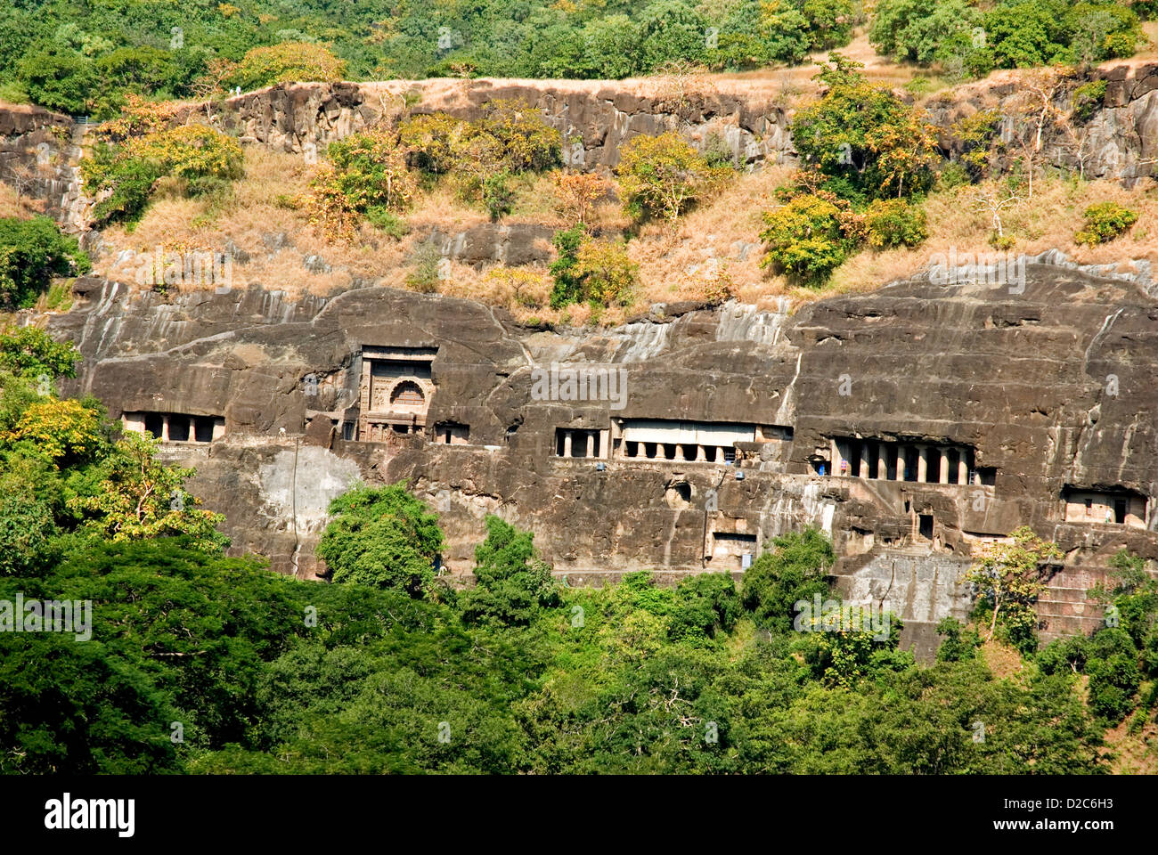 North east side caves view cave no 1 ajanta hi-res stock photography ...