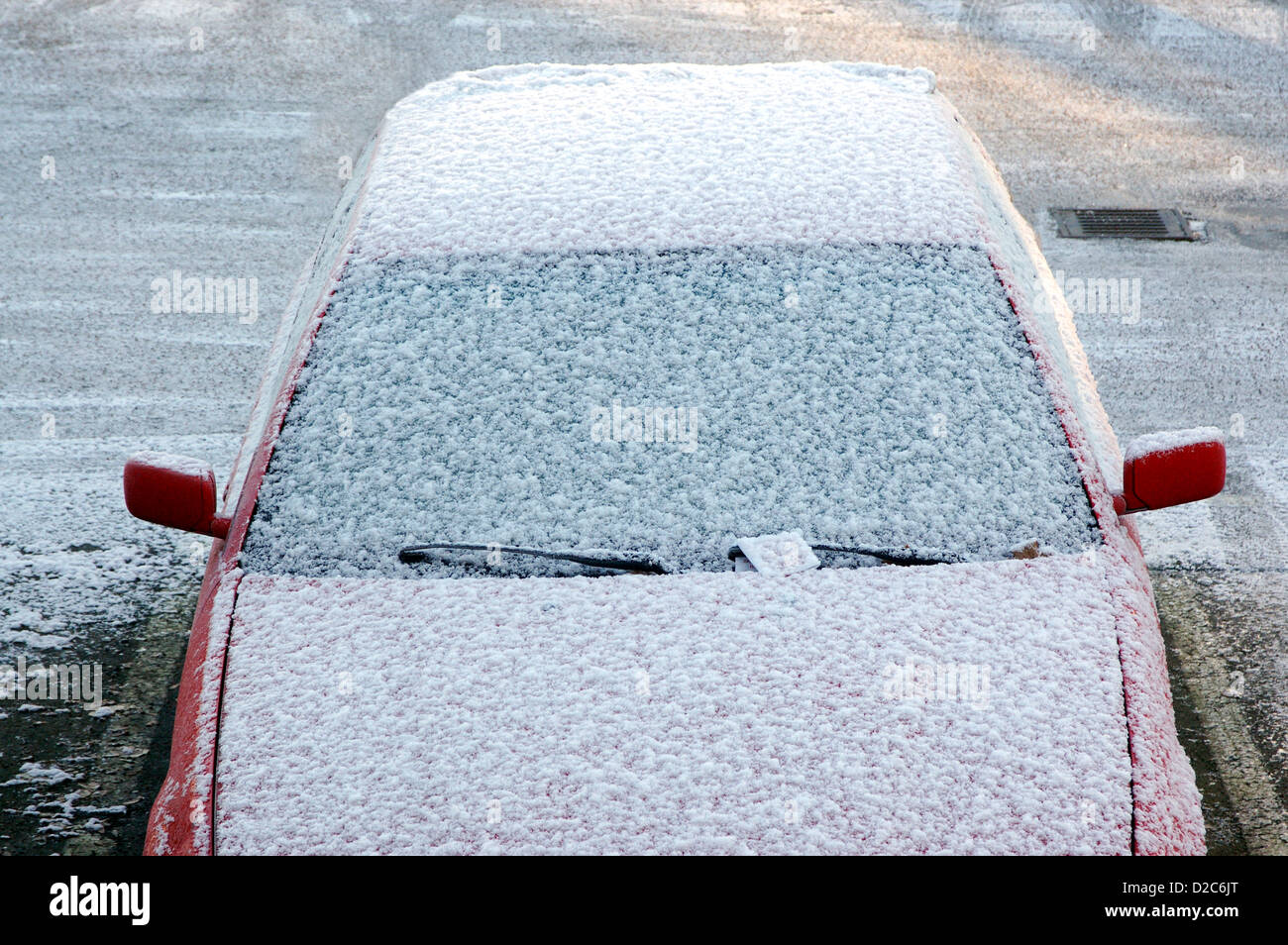 Snow And Frost On Parked Car Stock Photo - Alamy