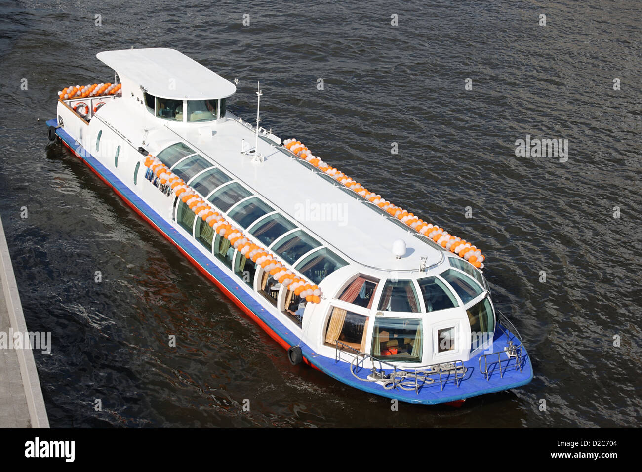 The beautiful passenger steam-ship floats on the river Stock Photo - Alamy