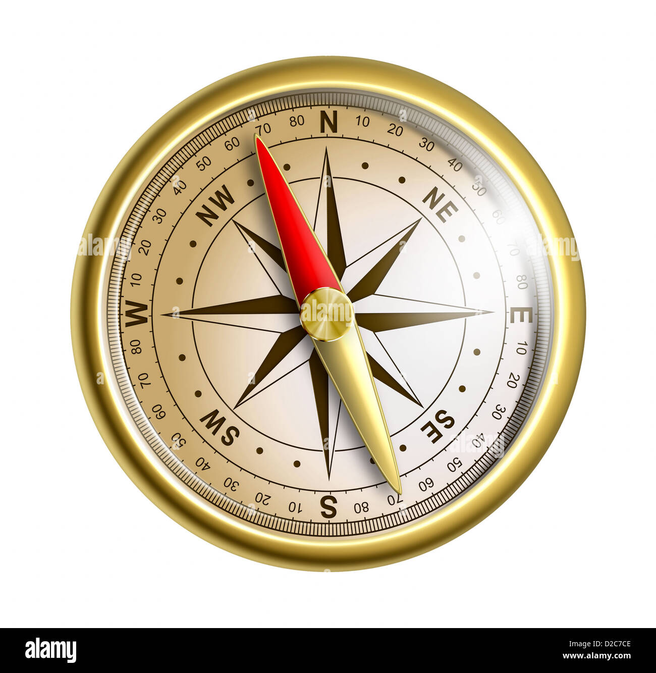 modern golden compass isolated on white Stock Photo - Alamy