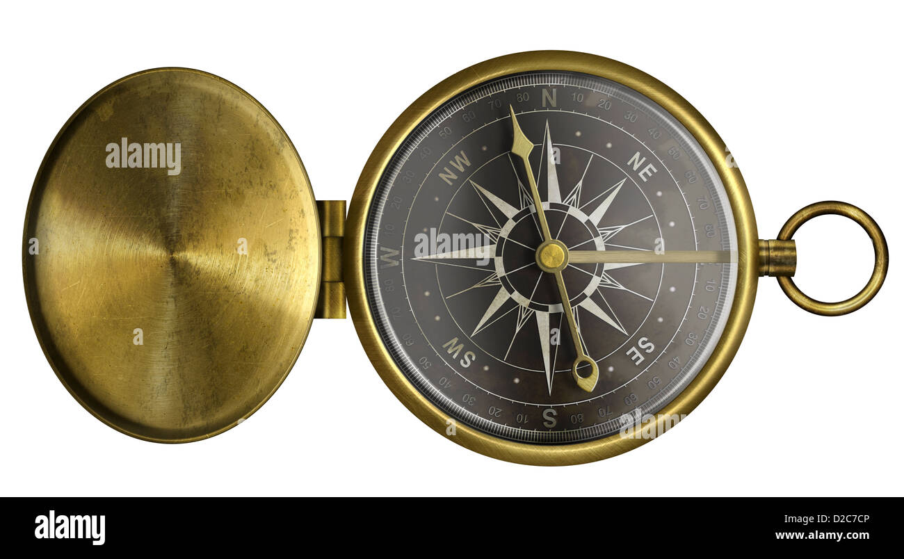 Brass antique compass lid black hi-res stock photography and images - Alamy