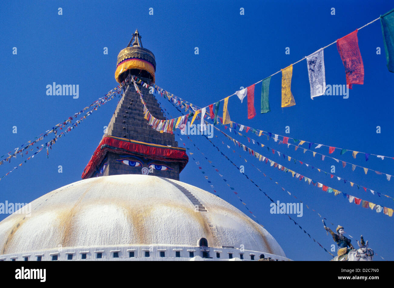 Nepal. Temple With Prayer Flags Stock Photo - Alamy