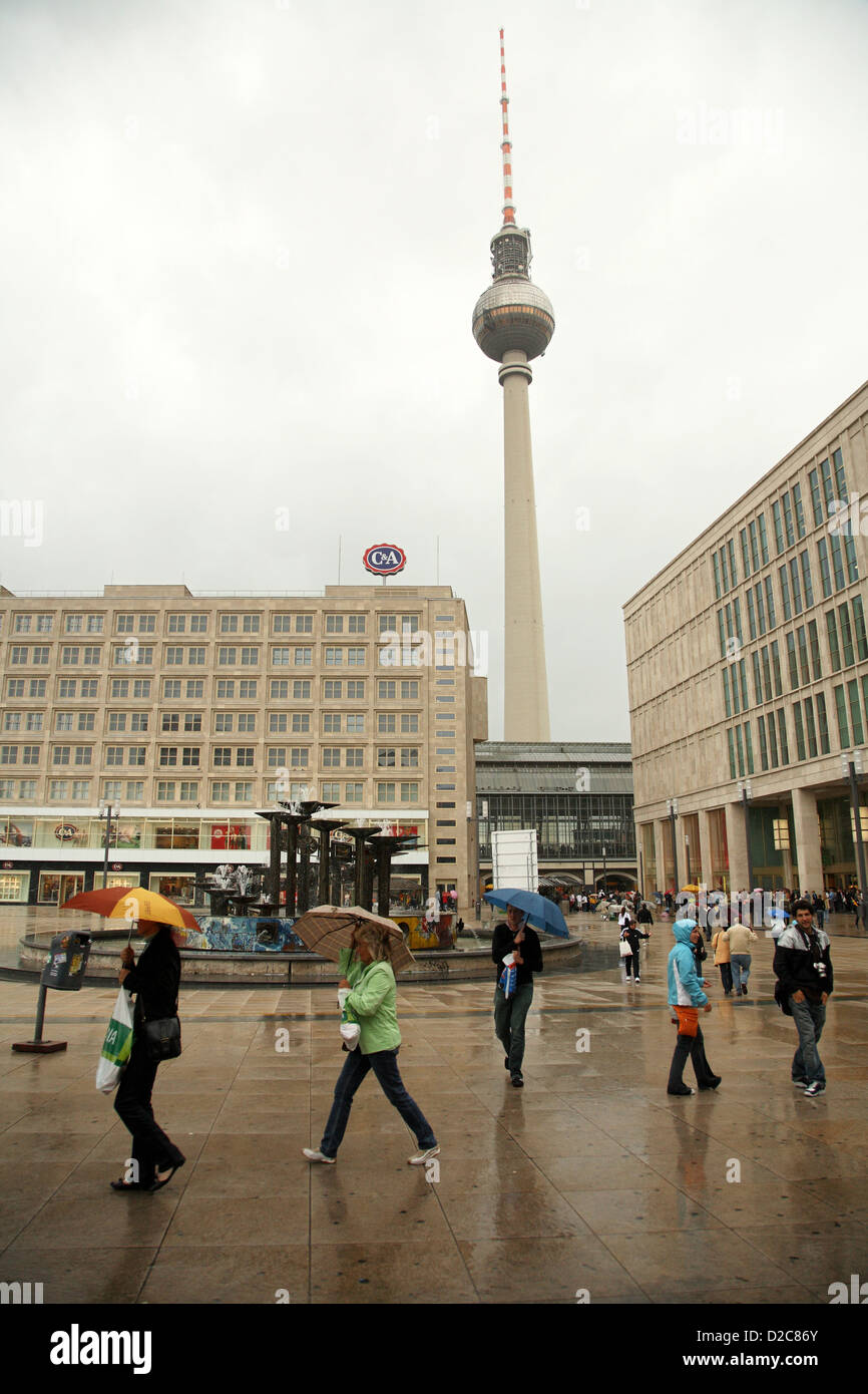 Berlin, Germany, rainy summer day in Alexanderplatz Stock Photo - Alamy