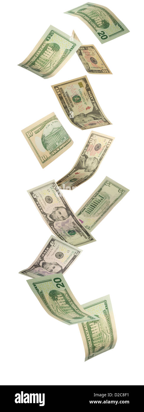 Us Dollars shot falling and isolated Stock Photo - Alamy