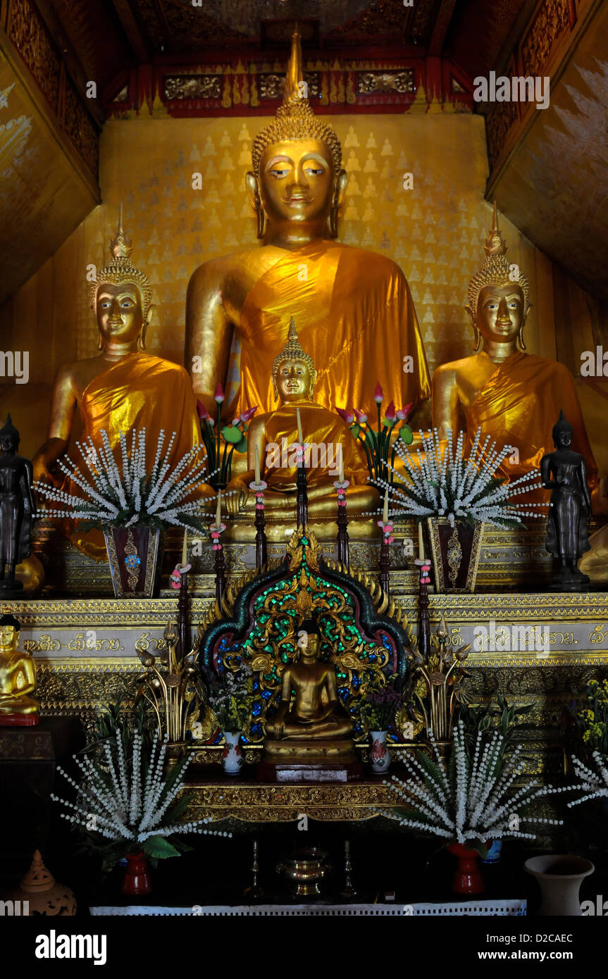 Fang, Thailand, altar with statues of Buddha Stock Photo - Alamy