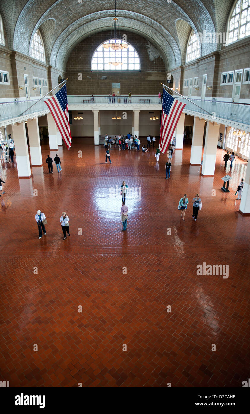 Inside the processing facility on Ellis Island, where many immigrants ...