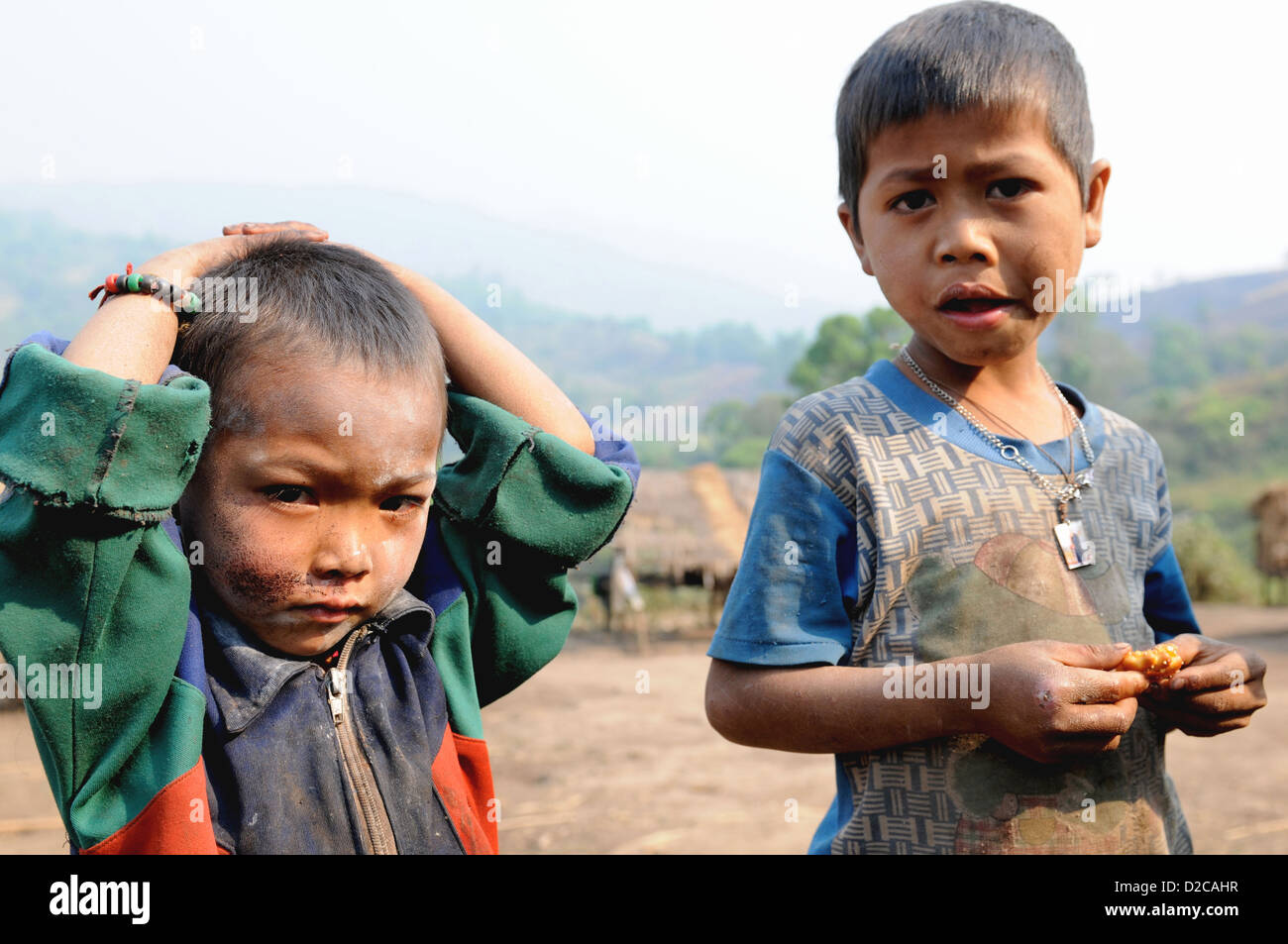 Taunggyi, Myanmar, portrait of two boys Stock Photo - Alamy