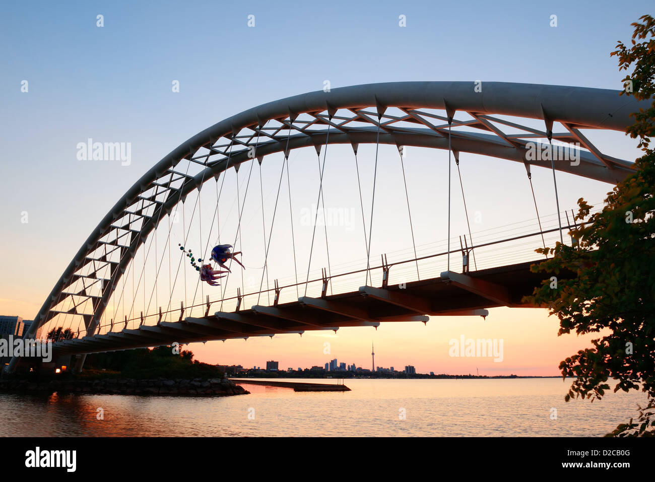Bridge with Toronto skyline at sunrise Stock Photo - Alamy