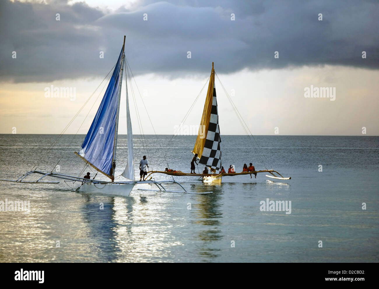 Two sailing boat at an open ocean Stock Photo - Alamy
