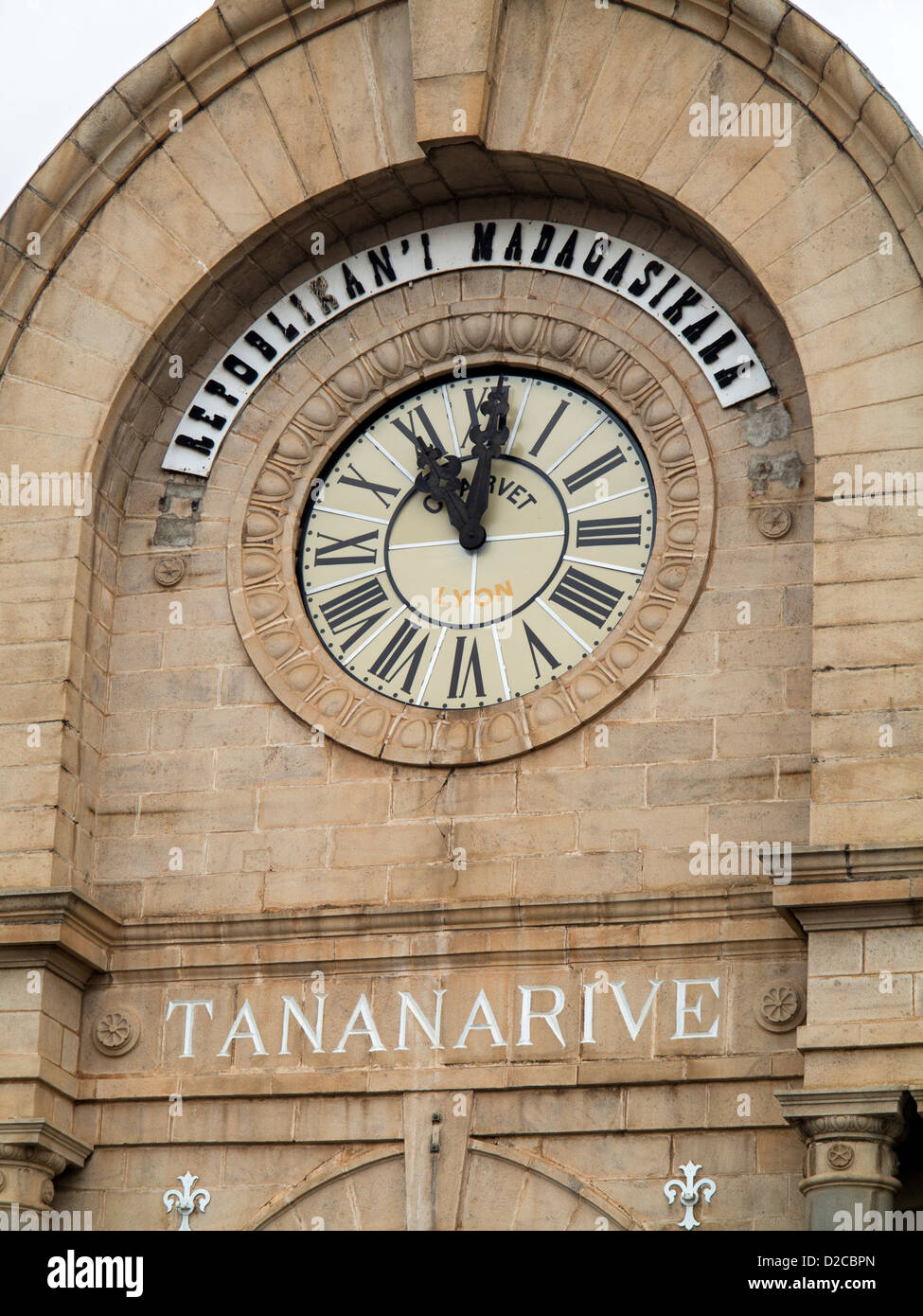 Madagascar, Antananarivo, Railway Station, Tananarive sign below Gare ...