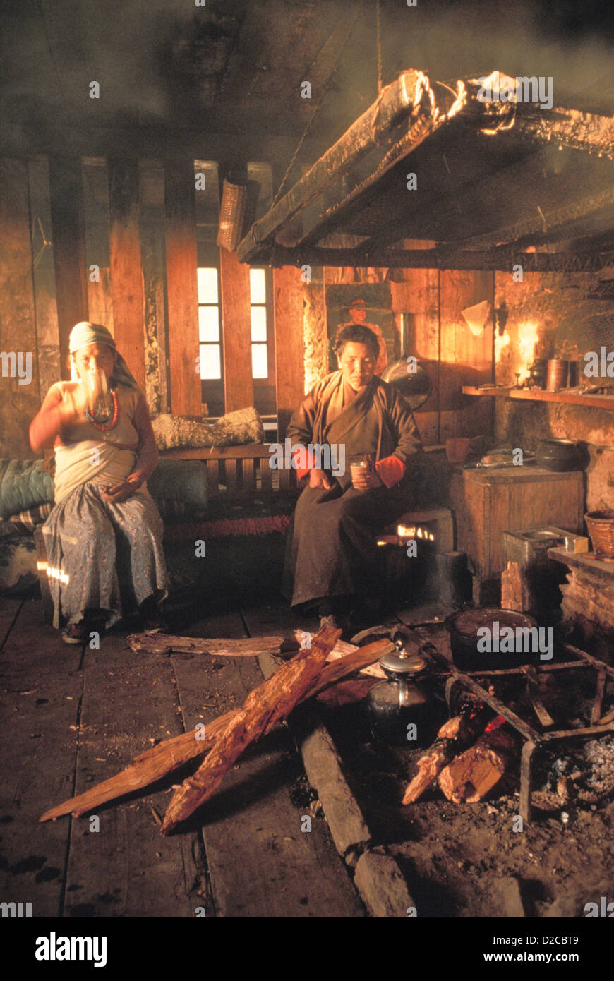 Nepal. Interior Of Sherpa House Stock Photo - Alamy