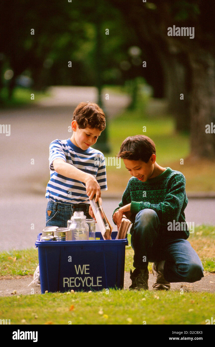 Two boys collecting recyclables hi-res stock photography and images - Alamy