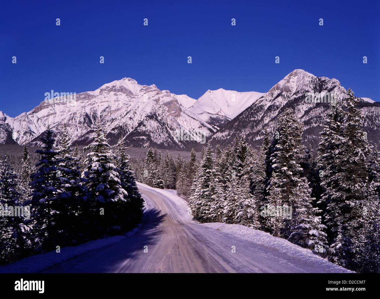 Canada alberta banff snow covered highway transportation highways hi ...