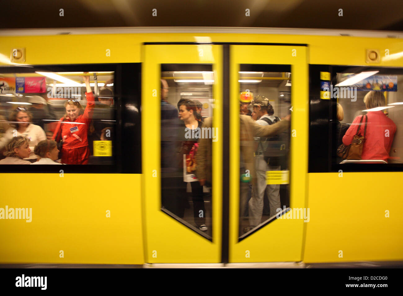 Berlin, Germany, people jostle in a crowded subway Stock Photo - Alamy
