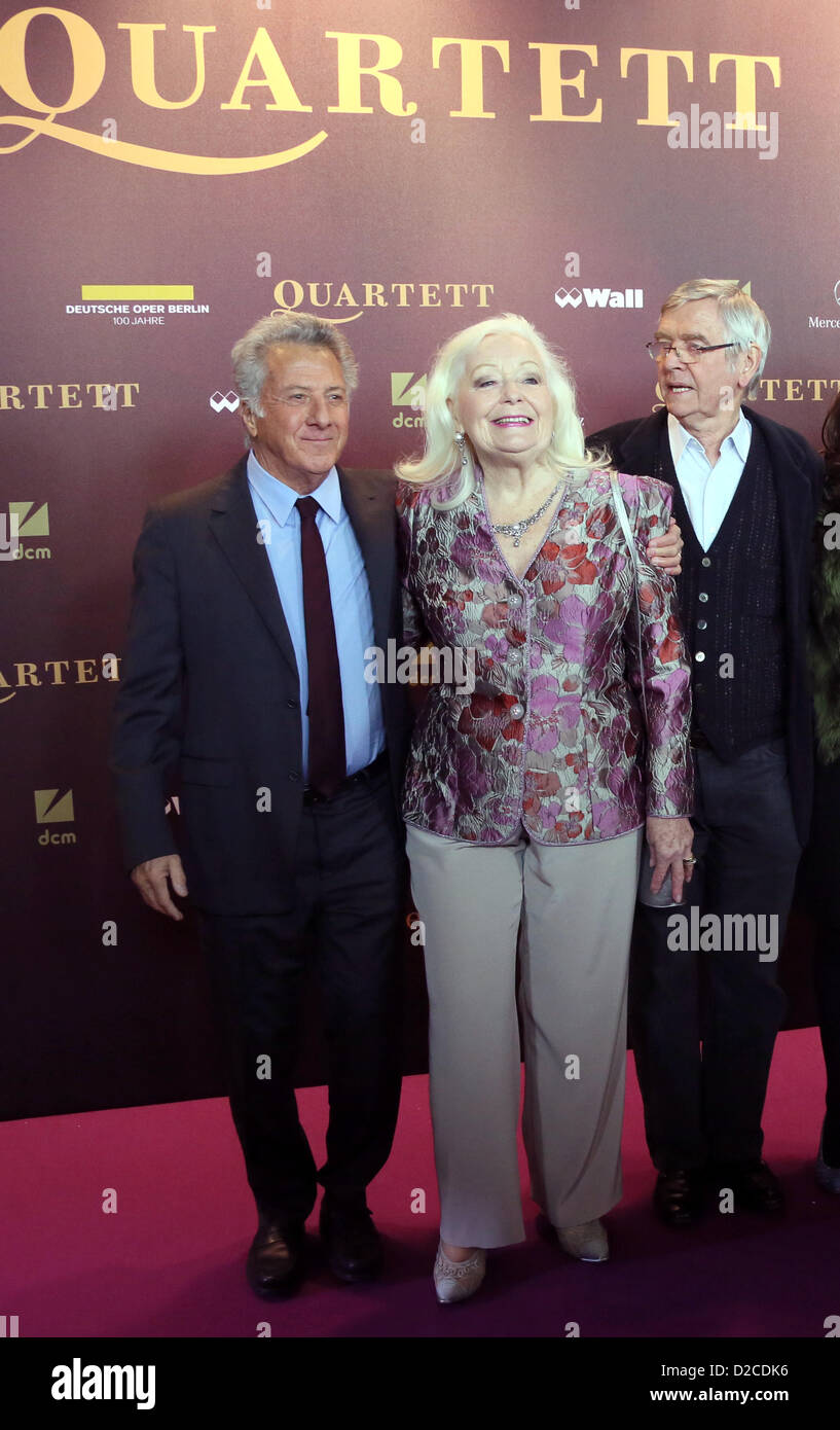 US actor and director Dustin Hoffman (L), actor Tom Courtenay (R) and ...