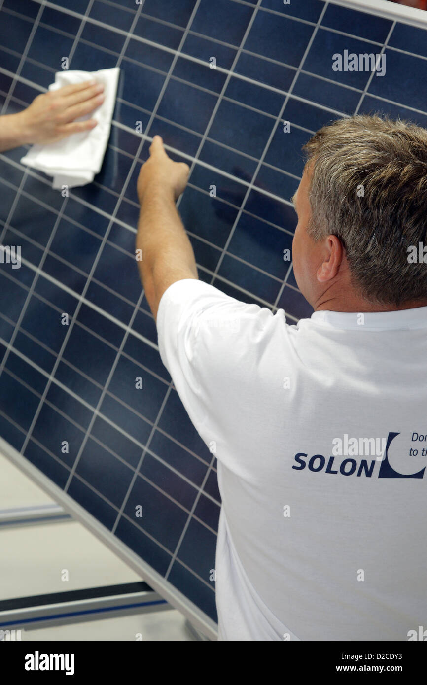 Berlin, Germany, review of a solar module at Solon SE Stock Photo - Alamy