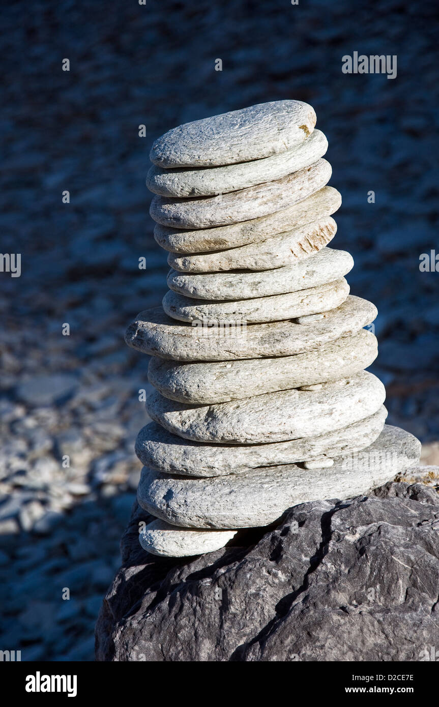 Stacked pebbles on pebble beach Stock Photo - Alamy