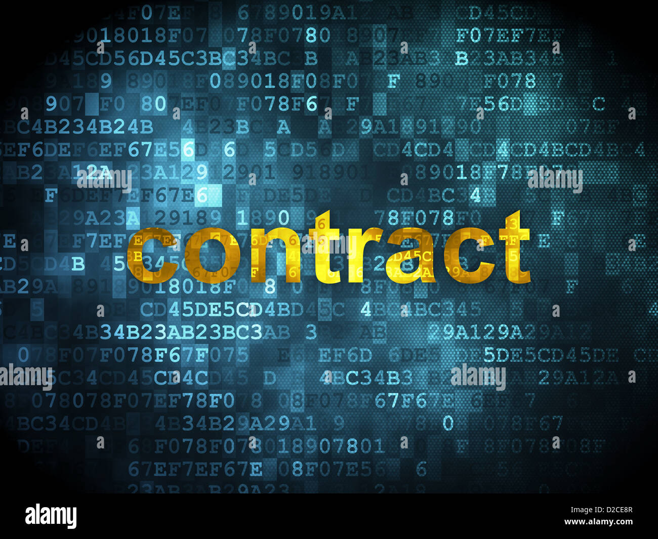 business concept: pixelated words Contract on digital background, 3d ...