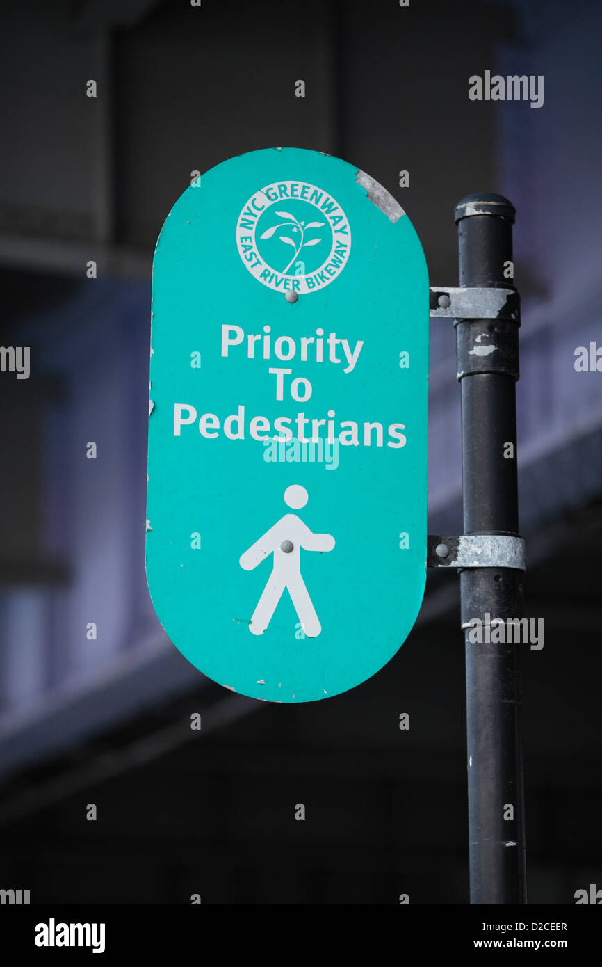 Priority to Pedestrians street sign, New York Stock Photo - Alamy