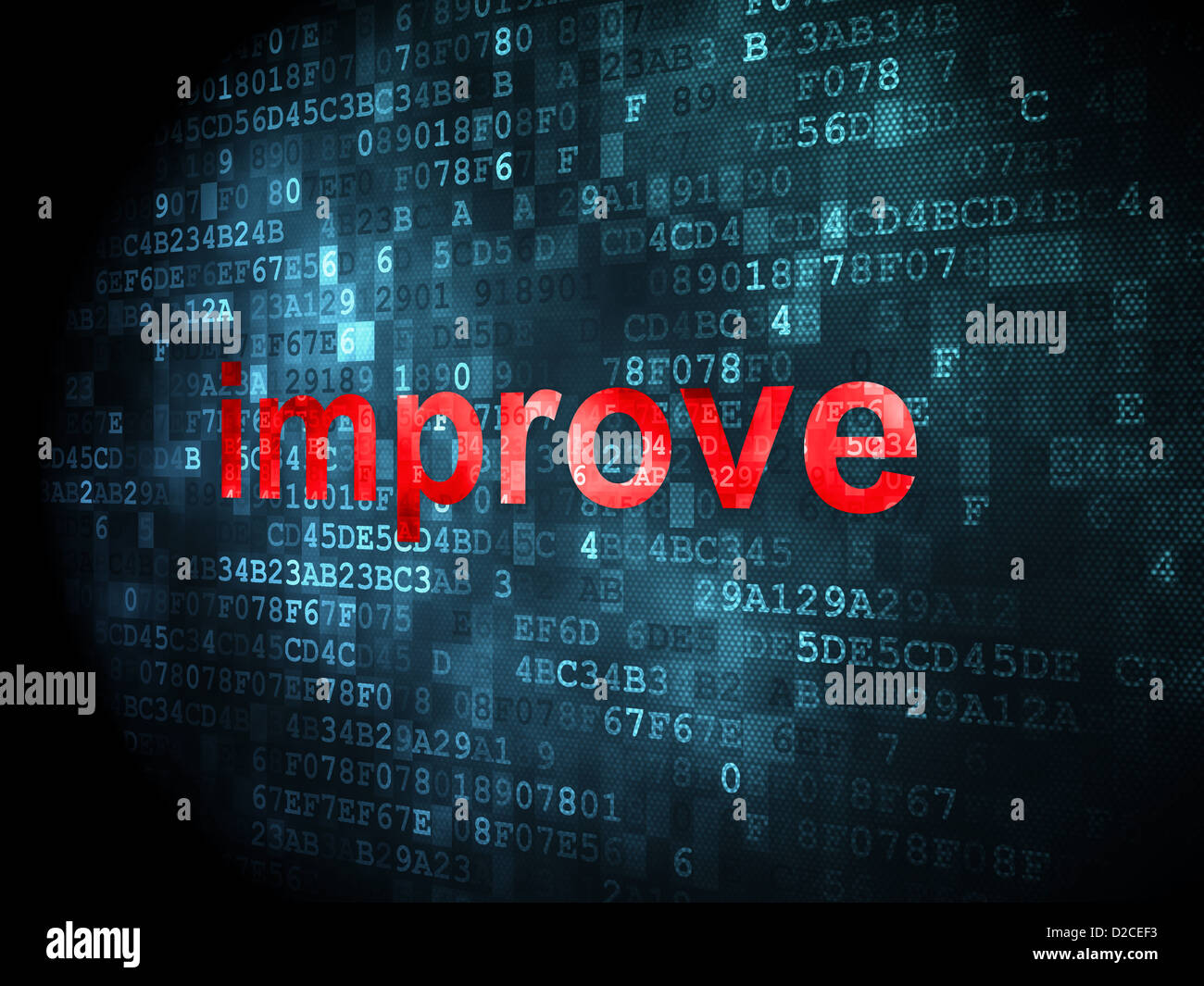 business concept: pixelated words improve on digital background, 3d ...