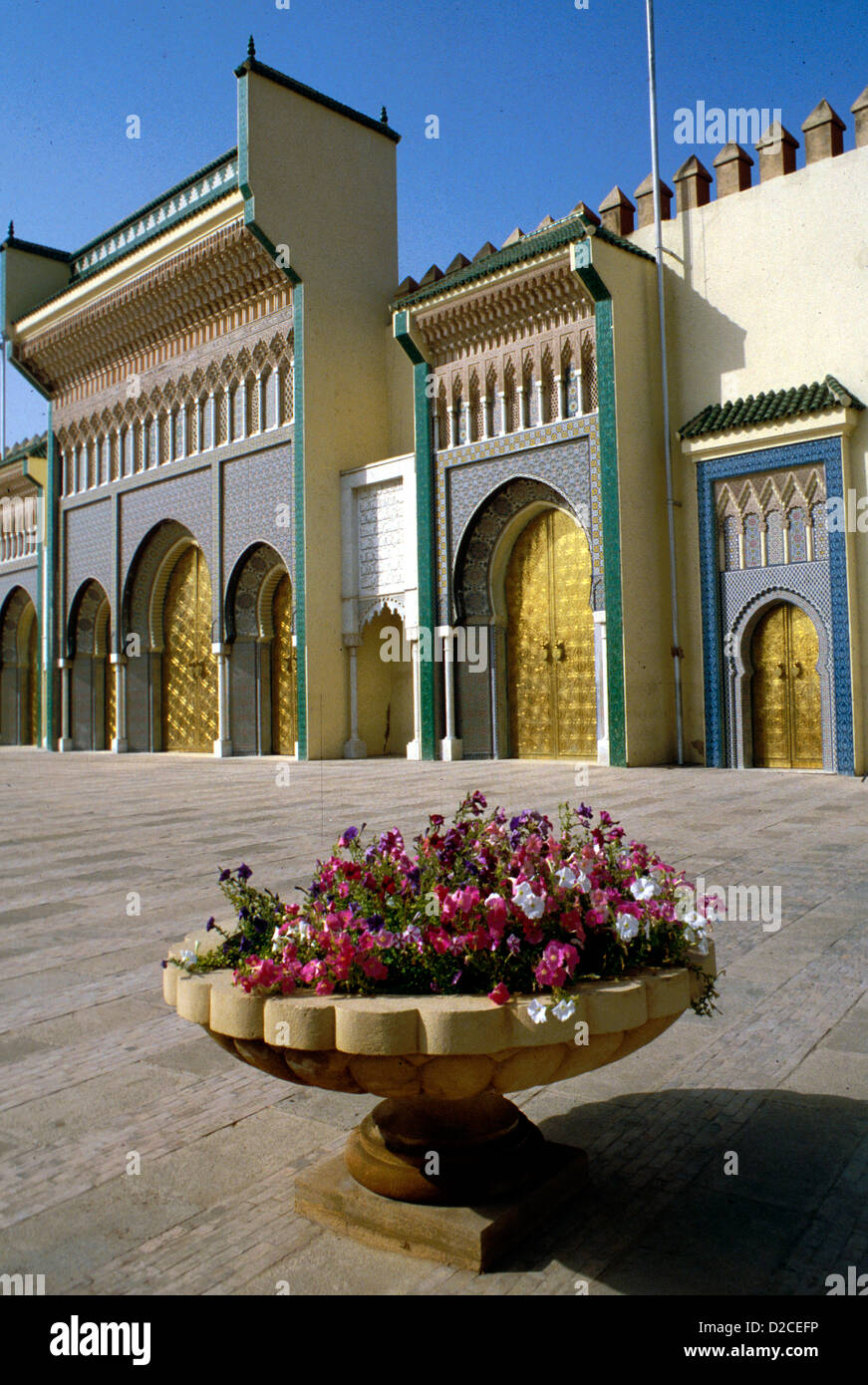 Morocco, Meknes. Flowers In Front Of King Hassan’S Palace Stock Photo ...