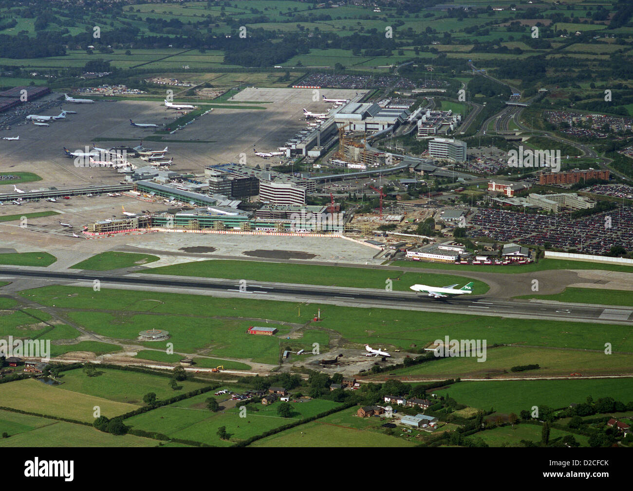 aerial view of a PIA (Pakistan Airlines) jumbo jet Boeing 747 passenger ...